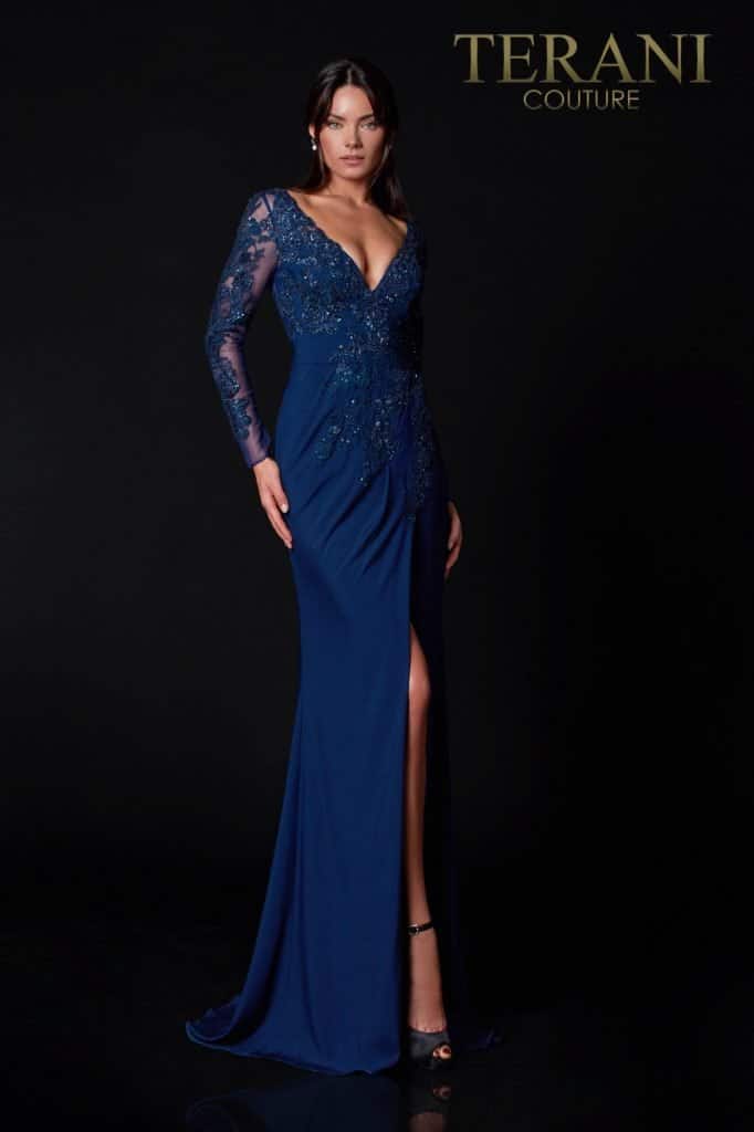 Navy Mother Of The Bride Dress With Applique - 2111M5275