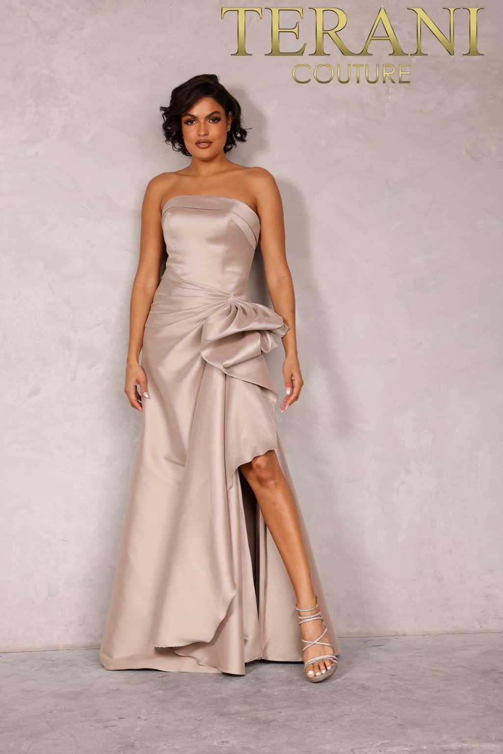 Off-Shoulder Neckline Draped Bow Gown - 2111P4019