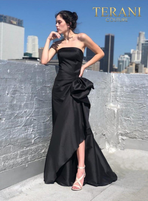 Off-Shoulder Neckline Draped Bow Gown - 2111P4019