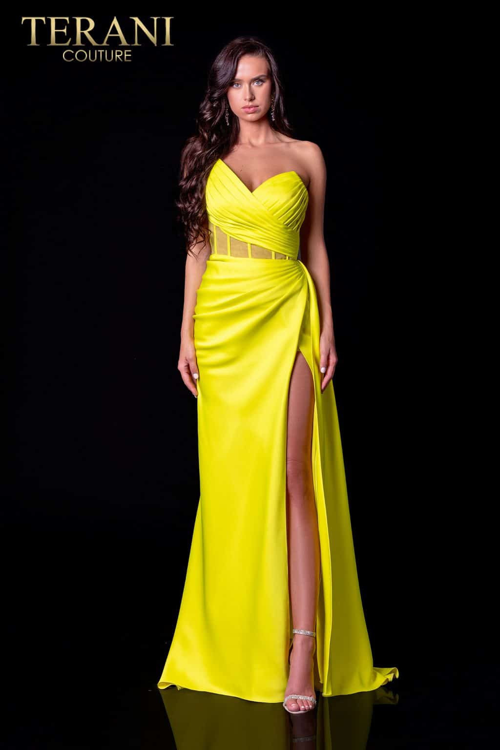 Wrapped Bodice with a High Slit Dress - 2111p4020
