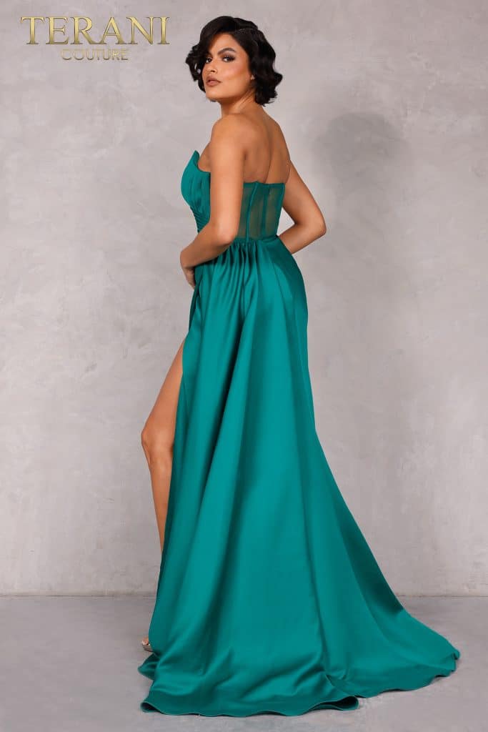 Wrapped Bodice with a High Slit Dress - 2111p4020