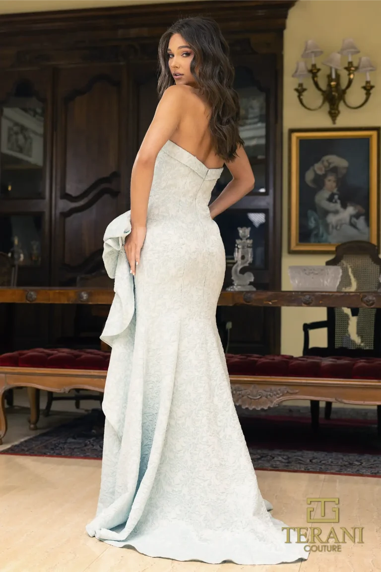 241E2525 Brocade Strapless Column Straight Evening Dress